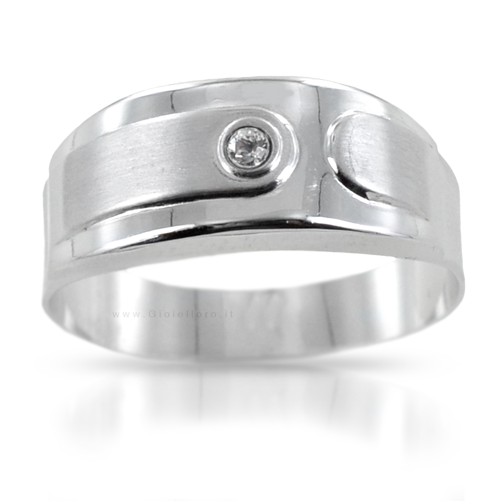 Anello da uomo in oro bianco con zircone | Gioielloro.it - La tua ...