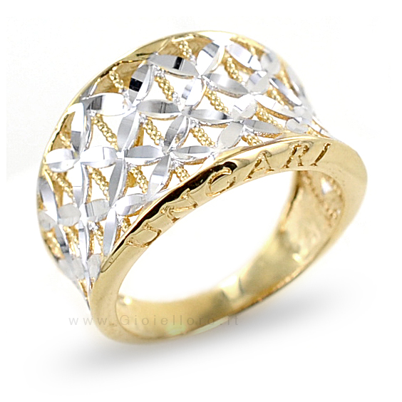Anello a fascia in oro bianco e giallo Lorenzo Ungari | Gioielloro.it ...