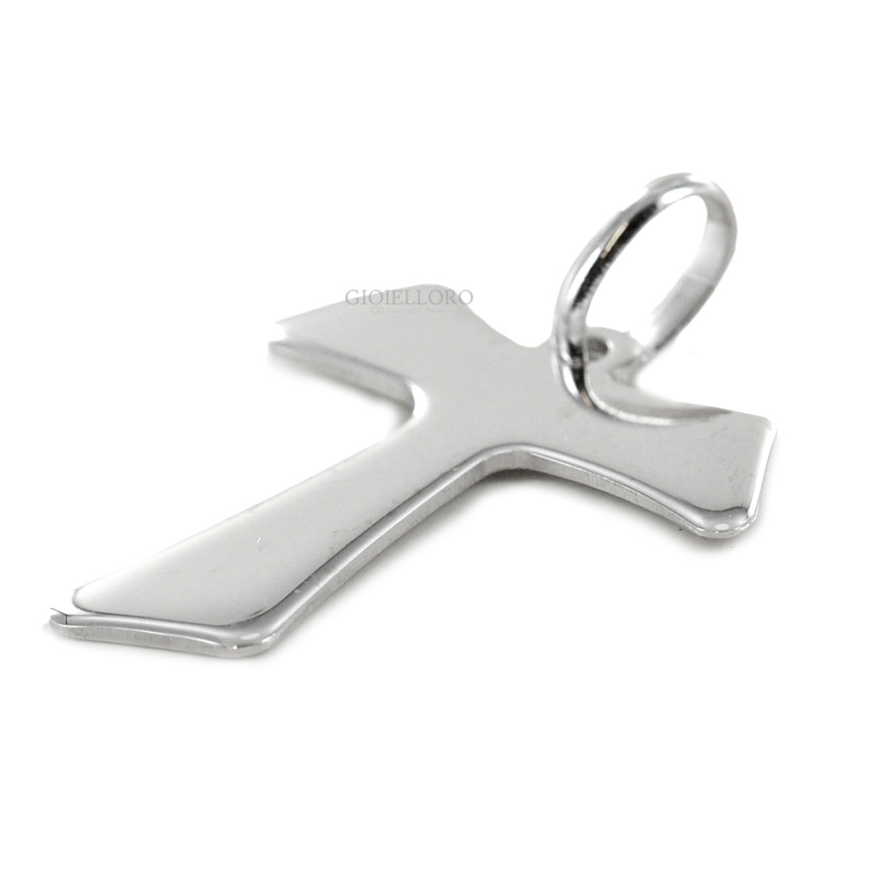 Ciondolo Croce Tao in oro bianco 18 kt 20 X 21 mm - Croci | Gioielloro.it - La