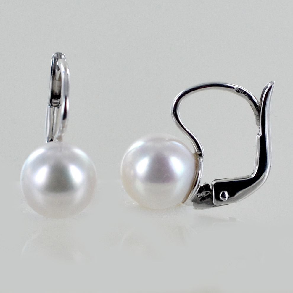 Orecchini di Perle Akoya 8.00 - 8.50 mm orecchini pendente monachella ...