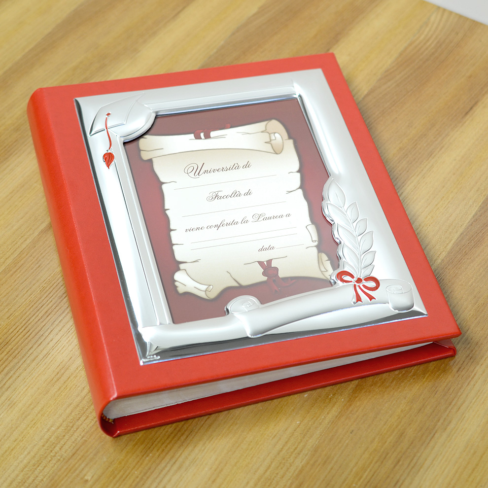 Album con Cornice in Argento LAUREA 20 x 25 cm in pelle e argento ...
