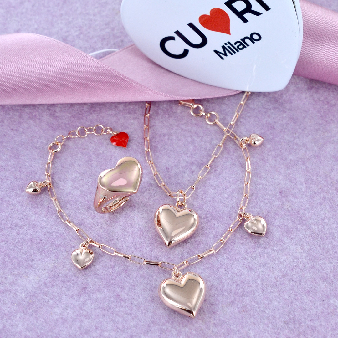 Anello con Cuore in argento rosa Air Pop Maxi Cuori Milano | Gioielloro ...