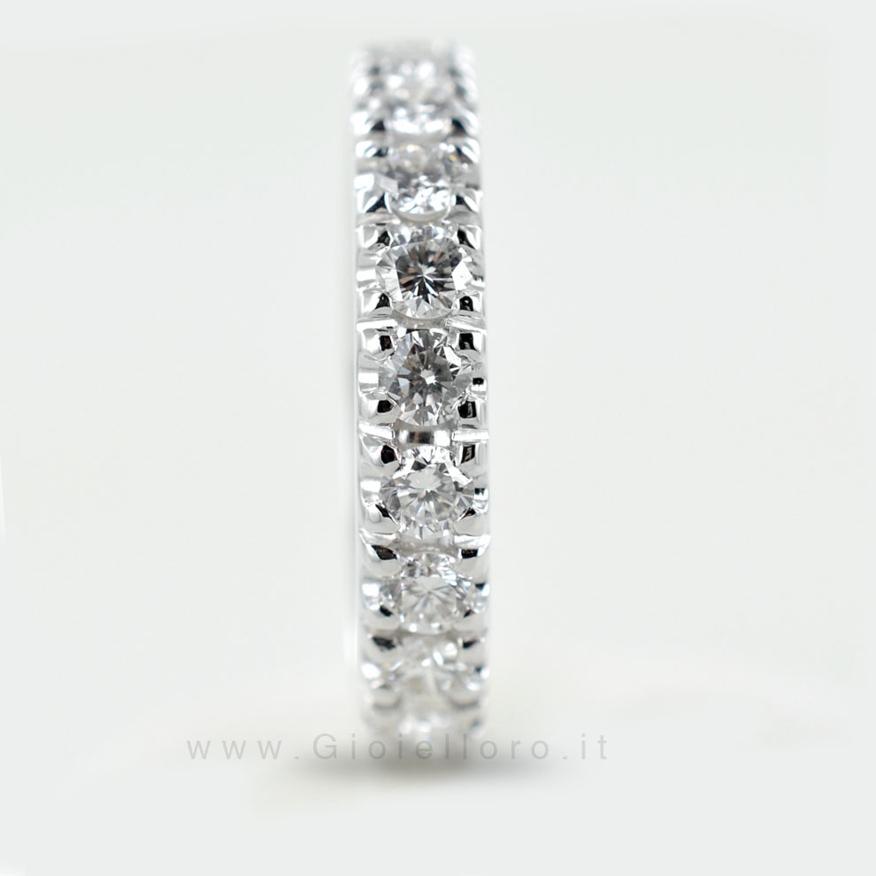 Anello riviera Eternity in oro e diamanti ct 1.35 veretta girodito ...