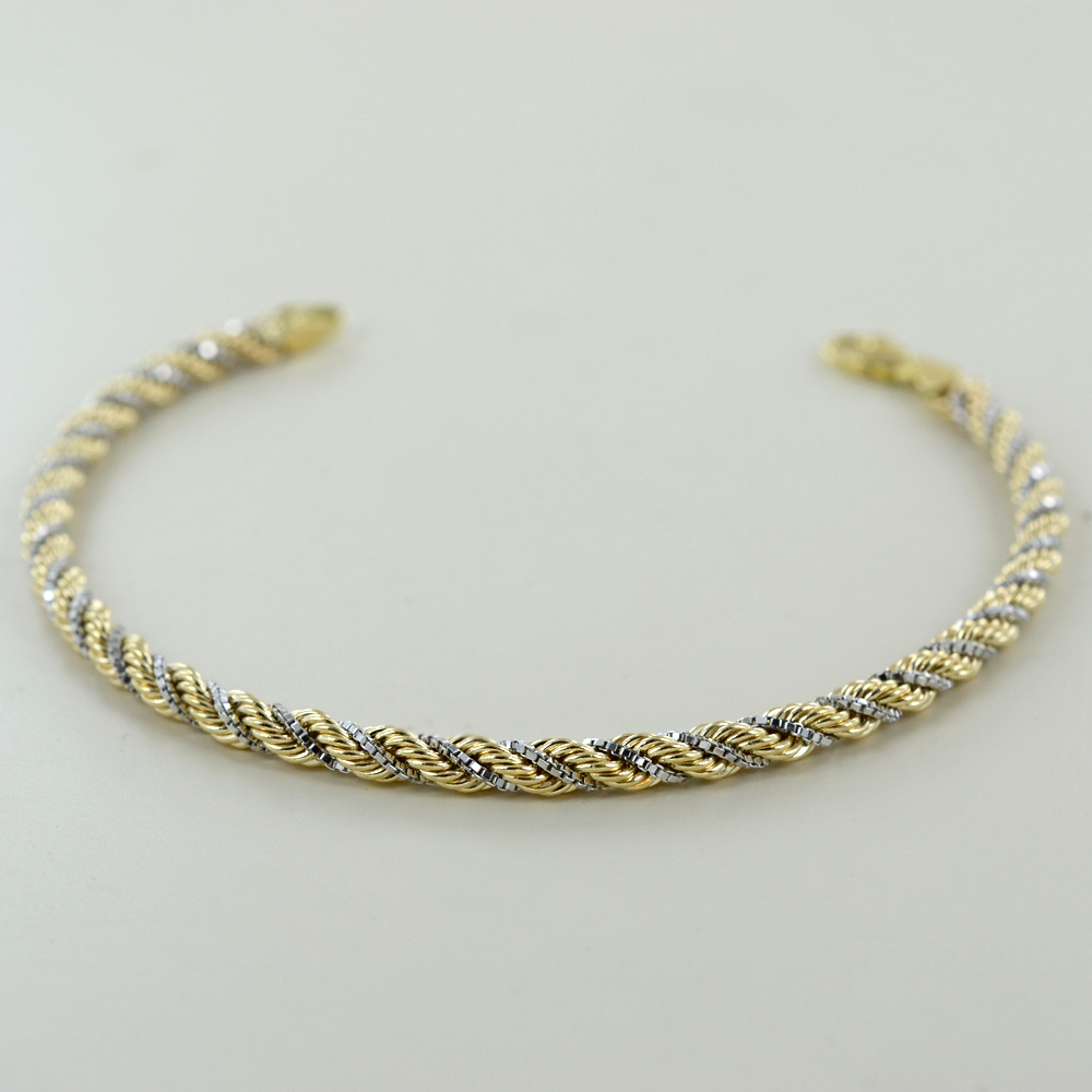 Bracciale maglia fune in oro giallo e bianco 18 cm | Gioielloro.it - La ...