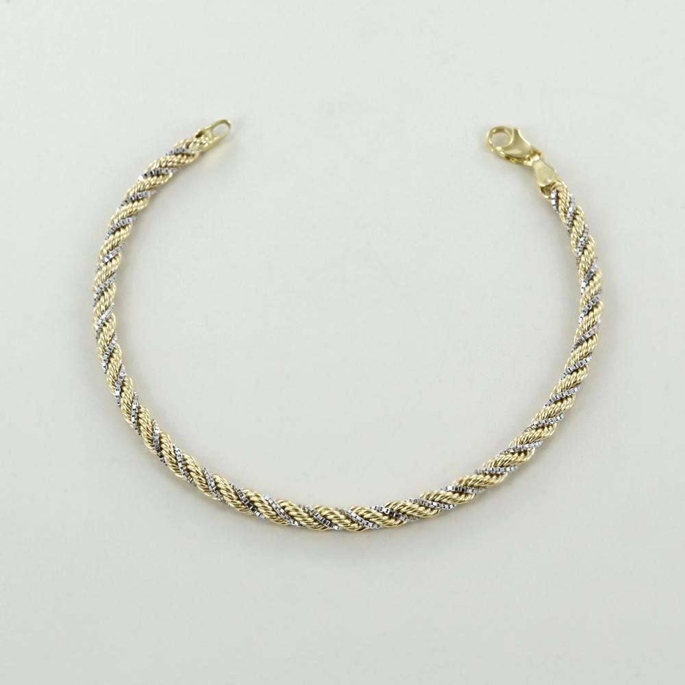 Bracciale maglia fune in oro giallo e bianco 18 cm | Gioielloro.it - La ...