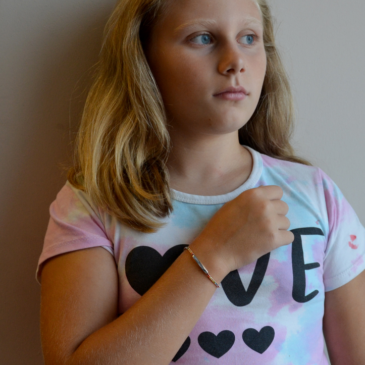 Bracciale Tennis Nanan da bambina zirconi rainbow personalizzabile | Gioielloro