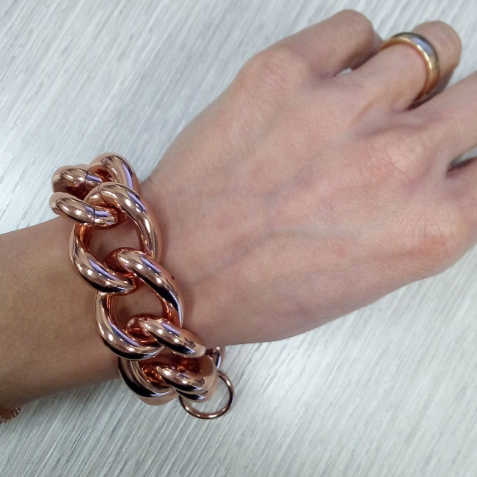 Bracciale Unoaerre in ottone rosa catena groumette spessa | Gioielloro ...