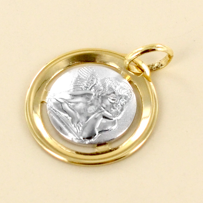 Ciondolo Angelo Cherubino - Angelo di Raffaello in oro giallo e bianco ...