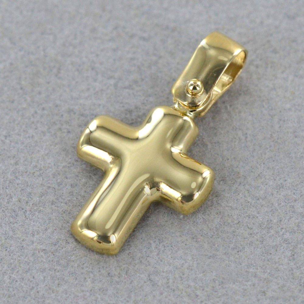 Ciondolo Croce piccola moderna in oro giallo | Gioielloro.it - La tua gioielle