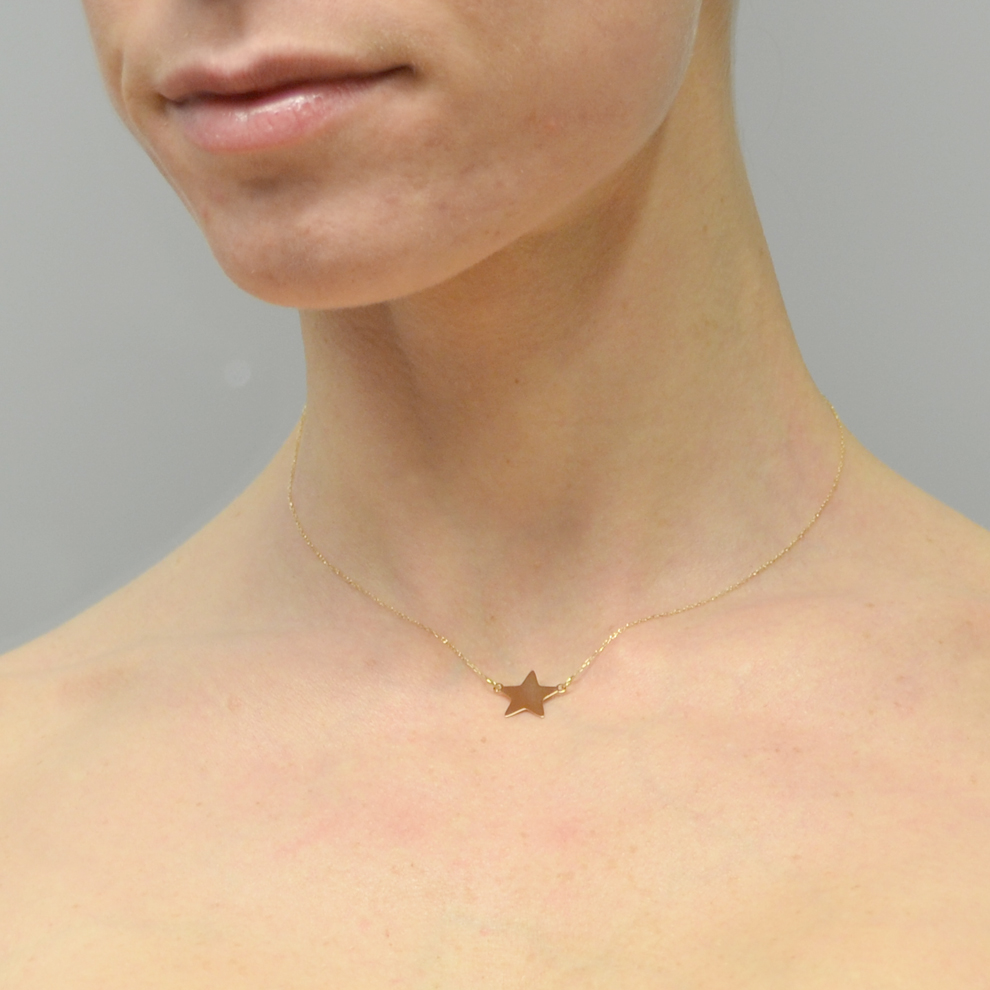 Collana con ciondolo stella a lastra in oro giallo - stella piccola ...