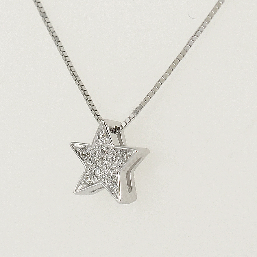Collana con ciondolo Stella a pave di Diamanti ct. 0.06 | Gioielloro.it ...