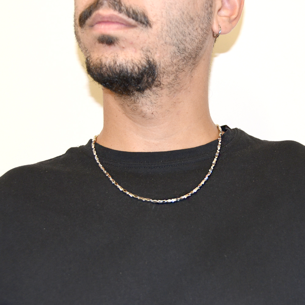 Collana da Uomo sfaccettata in oro Bianco 50 cm | Gioielloro.it - La ...