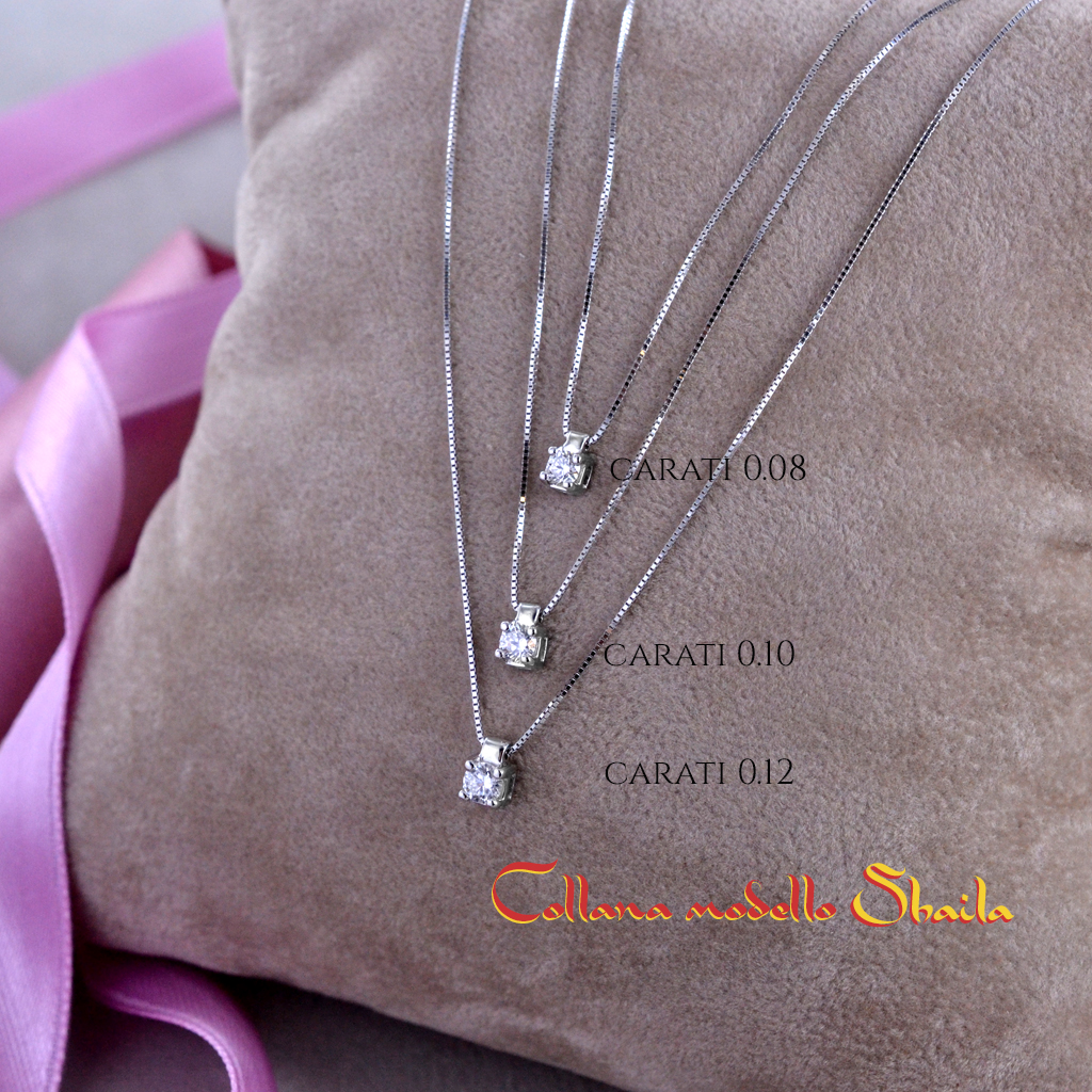 Collana punto luce griffes diamante grande 0.12 carati modello Shaila - Gioiell