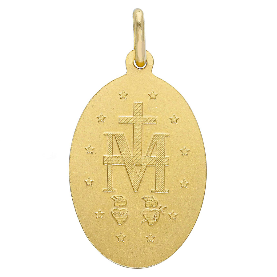Medaglia MADONNA MIRACOLOSA maxi in oro giallo 16 x 22 mm | Gioielloro ...