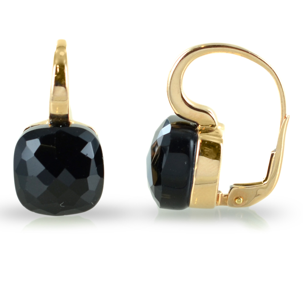 Orecchini in oro rosa con pietra colorata nera a monachella ...